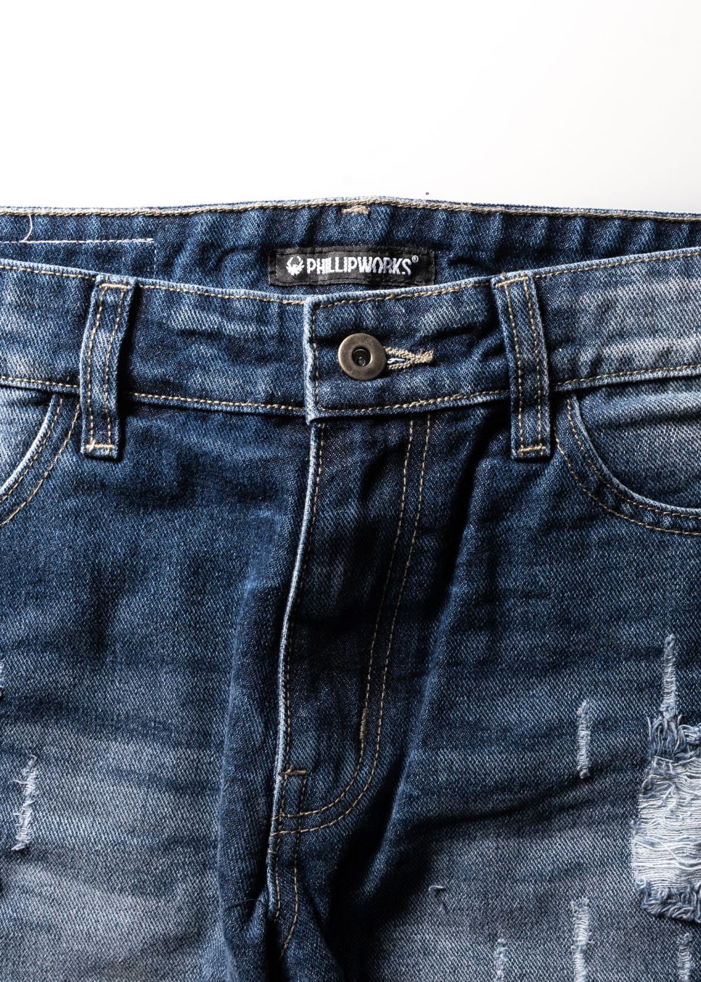 Truxton Slim Ripped Indigo Wash - Phillip Works